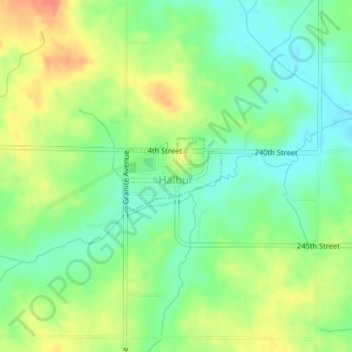 Halbur topographic map, elevation, terrain