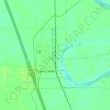 Roberts topographic map, elevation, terrain