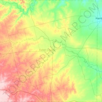 Fisher County topographic map, elevation, terrain