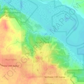 Jester Park topographic map, elevation, terrain