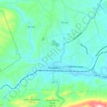 Pulaski topographic map, elevation, terrain