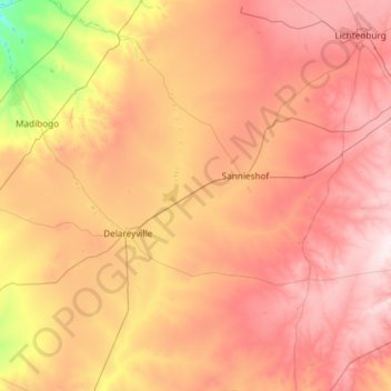 Tswaing Local Municipality topographic map, elevation, terrain