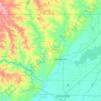 Randolph County topographic map, elevation, terrain