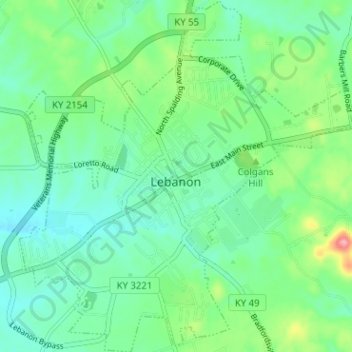Lebanon topographic map, elevation, terrain
