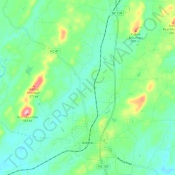 Denton topographic map, elevation, terrain