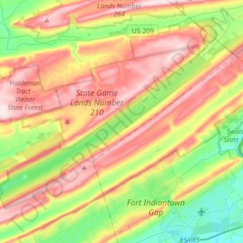 Rush Township topographic map, elevation, terrain