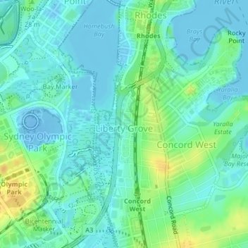 Liberty Grove topographic map, elevation, terrain