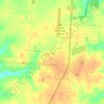 Lincoln topographic map, elevation, terrain