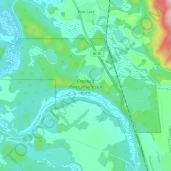 Crooked River Provincial Park topographic map, elevation, terrain