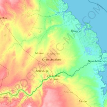 Machanga topographic map, elevation, terrain