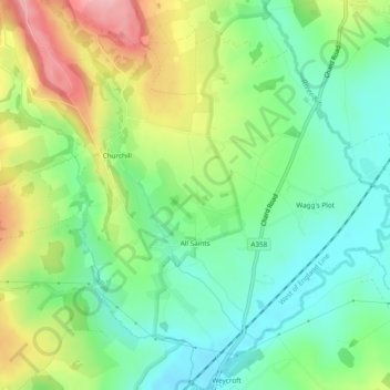All Saints topographic map, elevation, terrain