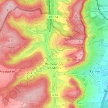 Volmerange-les-Mines topographic map, elevation, terrain