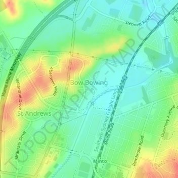 Bow Bowing topographic map, elevation, terrain