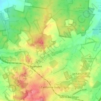 Eaglehawk topographic map, elevation, terrain
