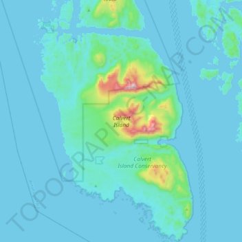 Calvert Island topographic map, elevation, terrain