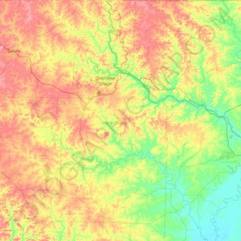 Sharp County topographic map, elevation, terrain