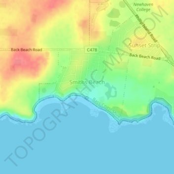 Smiths Beach topographic map, elevation, terrain