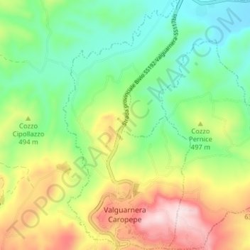 Valguarnera Caropepe topographic map, elevation, terrain