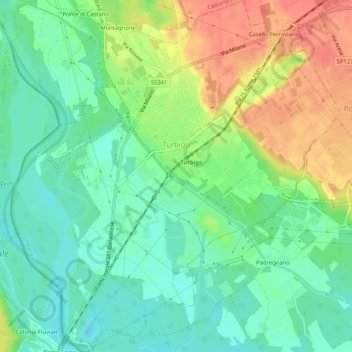 Turbigo topographic map, elevation, terrain