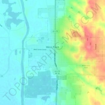 West Point topographic map, elevation, terrain