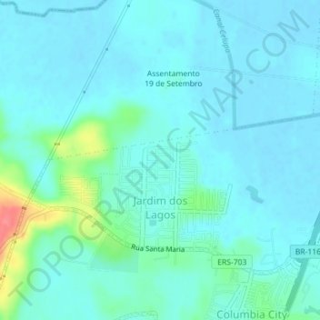 Jardim dos Lagos topographic map, elevation, terrain
