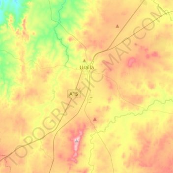 Uralla topographic map, elevation, terrain