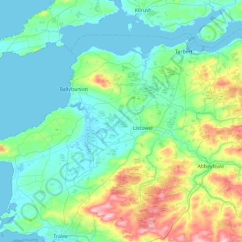 Listowel Municipal District topographic map, elevation, terrain