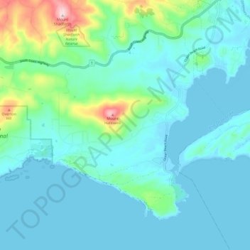 Ocean Beach topographic map, elevation, terrain