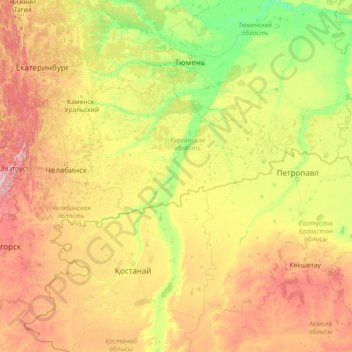 Tobol River topographic map, elevation, terrain