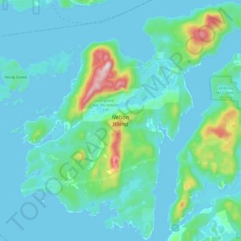 Nelson Island topographic map, elevation, terrain