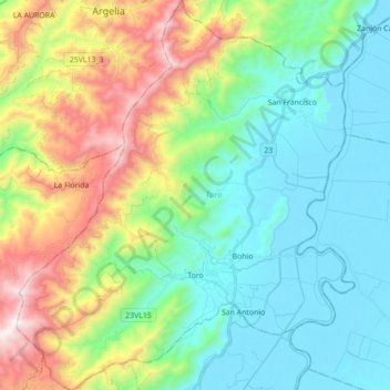 Toro topographic map, elevation, terrain