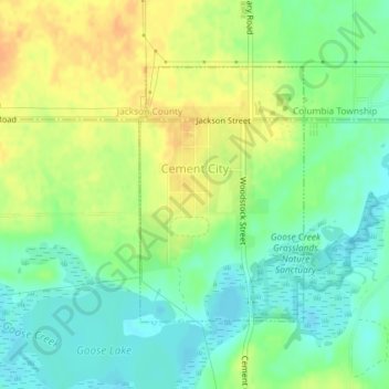 Cement City topographic map, elevation, terrain
