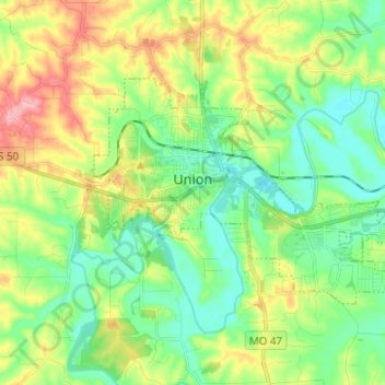 Union topographic map, elevation, terrain