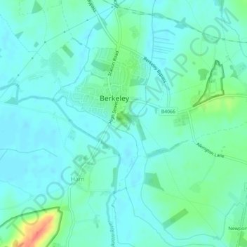Berkeley Castle topographic map, elevation, terrain