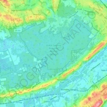 Great Swamp National Wildlife Refuge topographic map, elevation, terrain