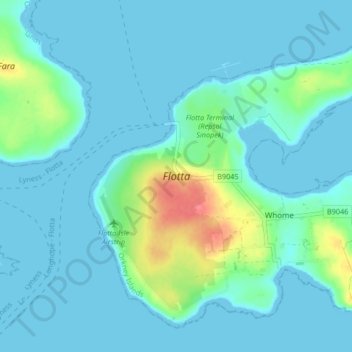 Flotta topographic map, elevation, terrain