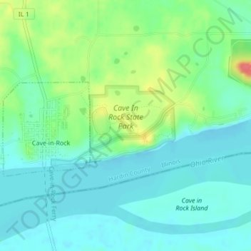 Cave In Rock State Park topographic map, elevation, terrain