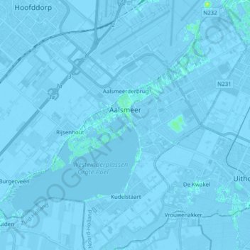 Aalsmeer topographic map, elevation, terrain