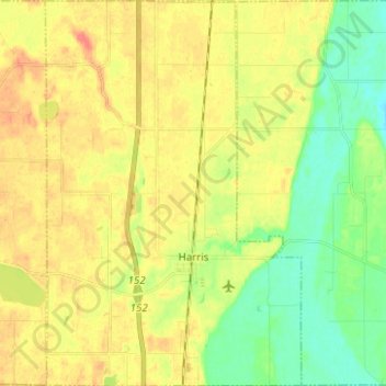 Harris topographic map, elevation, terrain