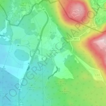 Rupa topographic map, elevation, terrain