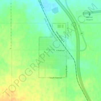 Village of Warner topographic map, elevation, terrain