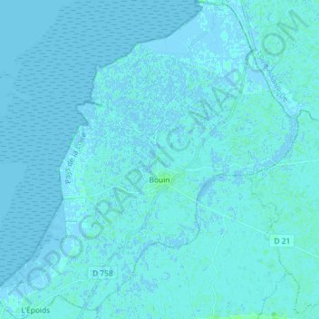 Bouin topographic map, elevation, terrain
