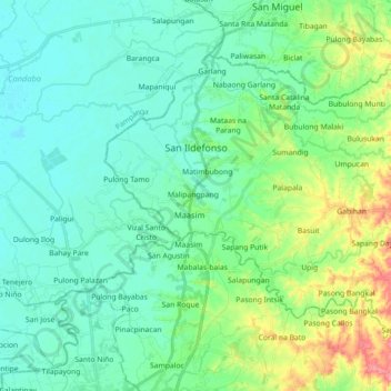 San Ildefonso topographic map, elevation, terrain