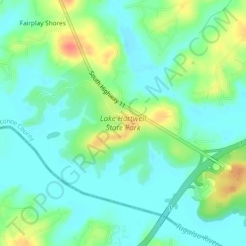 Lake Hartwell State Park topographic map, elevation, terrain