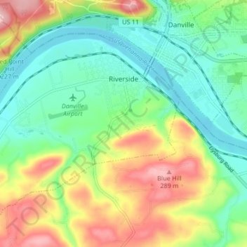 Riverside topographic map, elevation, terrain