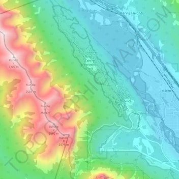 Canmore Nordic Centre Provincial Park topographic map, elevation, terrain