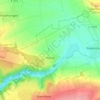 Haina topographic map, elevation, terrain