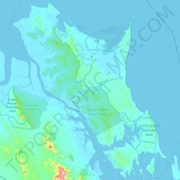 Curtis Island topographic map, elevation, terrain