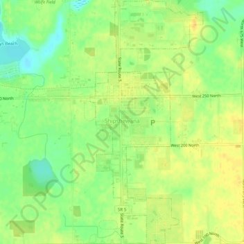 Shipshewana topographic map, elevation, terrain