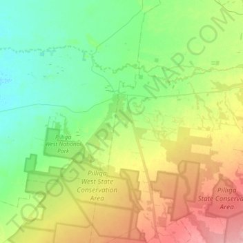 Pilliga topographic map, elevation, terrain